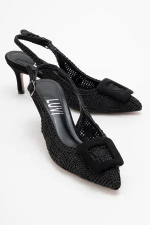 PROLOGUE SHOES Ensley Knitted Pointed Toe Pumps