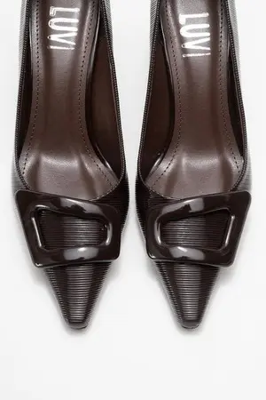 PROLOGUE SHOES Astra Buckle Pointed-toe Pumps - Brown