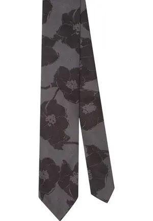 Robert Talbott Duvall Large Floral Jacquard Unlined Necktie - Gray