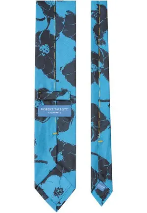 Robert Talbott Duvall Large Floral Jacquard Unlined Necktie - Light Blue