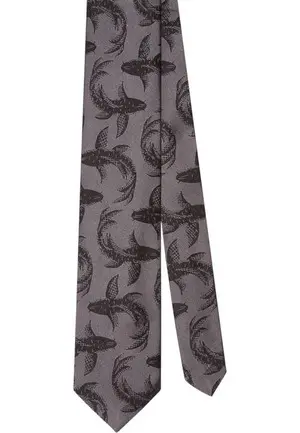 Robert Talbott Robert Talbott Koi Fish Jacquard Necktie Gray