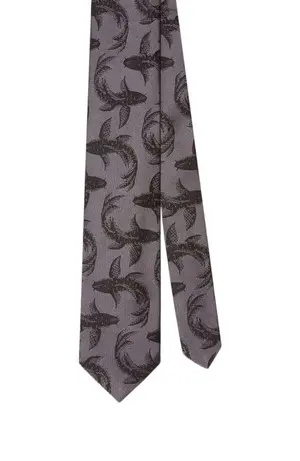Robert Talbott Robert Talbott Koi Fish Jacquard Necktie Gray
