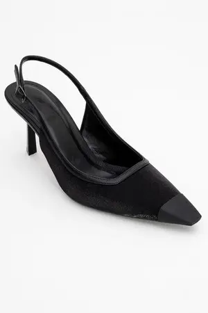 PROLOGUE SHOES Alive Satin Slingback Pumps - Black Satin