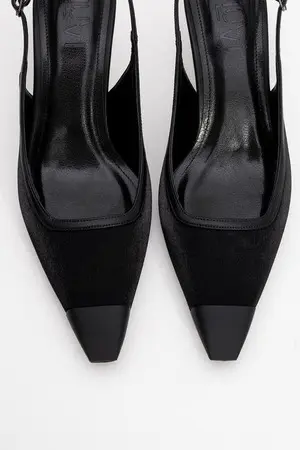 PROLOGUE SHOES Alive Satin Slingback Pumps - Black Satin
