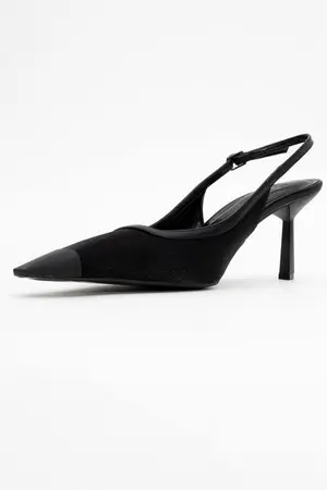 PROLOGUE SHOES Alive Satin Slingback Pumps - Black Satin