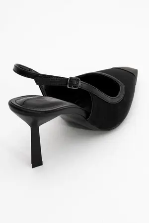 PROLOGUE SHOES Alive Satin Slingback Pumps - Black Satin