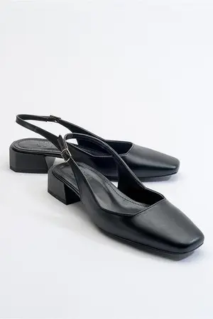 PROLOGUE SHOES Round Toe Slingback Pumps - Black