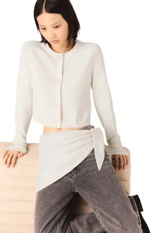Maje Jeweled Bow-button Cardigan - Ecru