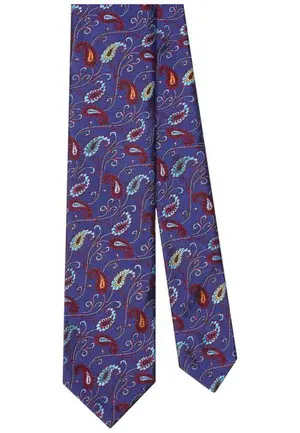 Robert Talbott Newman Pine Paisley Necktie - Blue