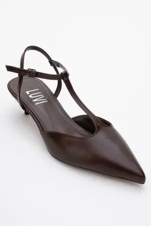 PROLOGUE SHOES Asher Pointed Toe Slingback Pump - Brown