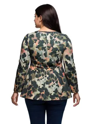 24SEVEN COMFORT APPAREL Printed Long Sleeve A-line Top