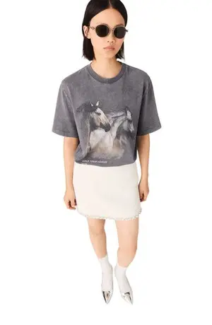 Maje Horse Print Cotton T-shirt