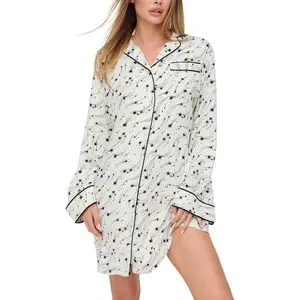 LILY AND LIONEL Simone Long Sleeve Nightshirt - Neutral