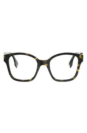 Fendi Ff Diamonds 52mm Square Optical Glasses - Dark Havana