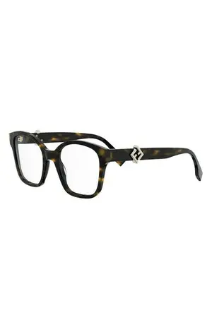 Fendi Ff Diamonds 52mm Square Optical Glasses