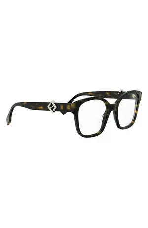 Fendi Ff Diamonds 52mm Square Optical Glasses
