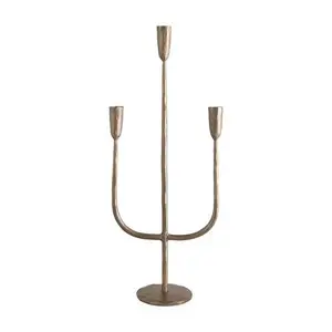 STORIED HOME Hand-forged Metal Candelabra - Brass