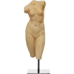 STORIED HOME Resin Female Body Figure On Metal Stand - Brown