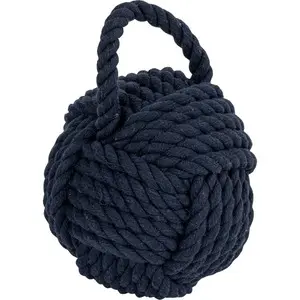 STORIED HOME Nautical Rope Knot Decorative Cotton Door Stop - Blue