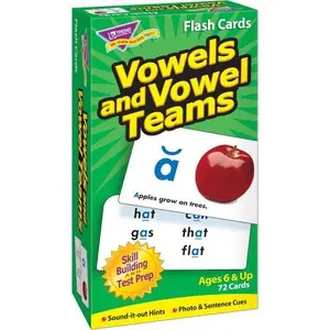 TREND ENTERPRISES Vowels And Vowel Teams Flash Cards - Multicolored