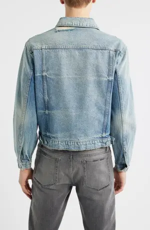 FRAME Distressed Denim Trucker Jacket