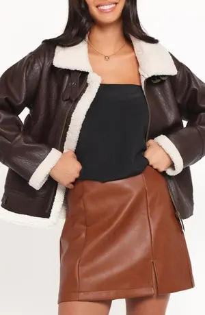 PETAL & PUP Faux Shearling Lined Jacket