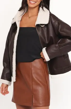PETAL & PUP Faux Shearling Lined Jacket