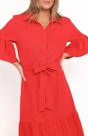 PETAL & PUP Kirrily Tie Waist Shirtdress