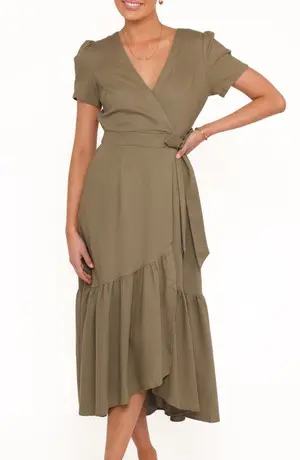PETAL & PUP Leontine Wrap Midi Dress