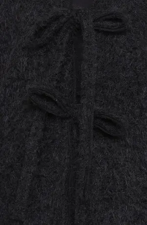 PETAL & PUP Bow Detailed Oversized Cardigan - Black