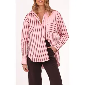 PETAL & PUP Adam Stripe Oversized Cotton Button-up Shirt