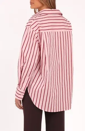 PETAL & PUP Adam Stripe Oversized Cotton Button-up Shirt