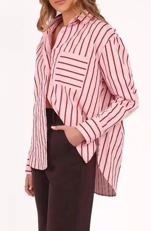 PETAL & PUP Adam Stripe Oversized Cotton Button-up Shirt