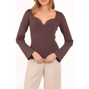 PETAL & PUP Sweetheart Neck Knit Top