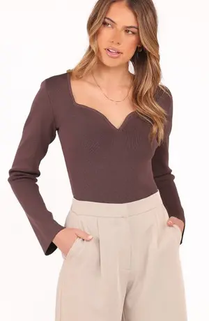 PETAL & PUP Sweetheart Neck Knit Top
