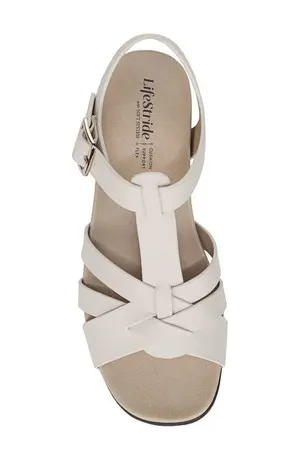LIFESTRIDE Platform Wedge Sandals - Bone