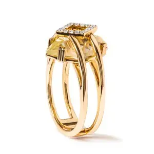 HAUS OF BRILLIANCE 14k Gold Topaz And Diamond Cocktail Ring