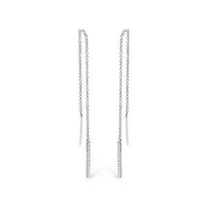 HAUS OF BRILLIANCE 10k Gold 1/10 Cttw Diamond Threader Earrings - White