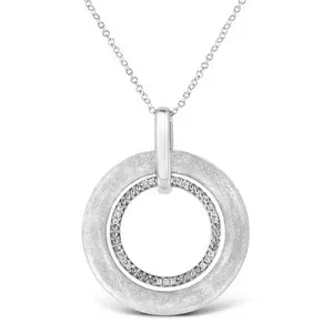 HAUS OF BRILLIANCE Silver Diamond Double Circle Pendant Necklace - White