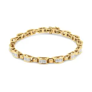 HAUS OF BRILLIANCE 14k Gold 2 1/2 Cttw Princess-cut Diamond Link Bracelet - Yellow