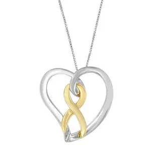 HAUS OF BRILLIANCE 14k Gold And Silver Heart Pendant Necklace - Yellow