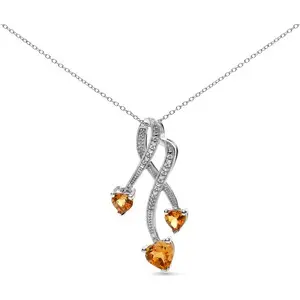 HAUS OF BRILLIANCE Silver Citrine And Diamond Spiral Drop Pendant Necklace - White