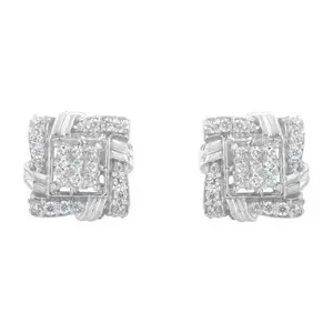 HAUS OF BRILLIANCE Silver 1/2 Ct Round Diamond Stud Earrings