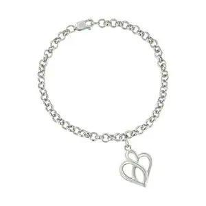 HAUS OF BRILLIANCE Sterling Silver Open Heart Infinity Charm Bracelet - White