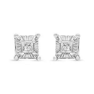 HAUS OF BRILLIANCE Silver Diamond Stud Earrings - White