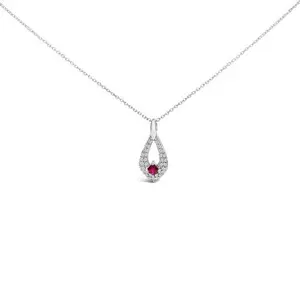 HAUS OF BRILLIANCE Silver Lab-created Ruby And Sapphire Pendant Necklace - White