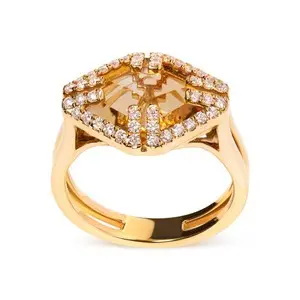 HAUS OF BRILLIANCE 14k Gold Citrine And Diamond Cocktail Ring - Yellow