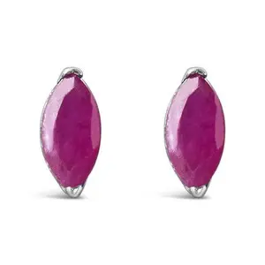 HAUS OF BRILLIANCE 925 Sterling Silver 1/2 Cttw Created Ruby Stud Earrings - White