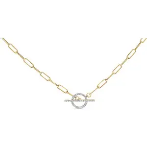 HAUS OF BRILLIANCE 14kt Gold Diamond Paperclip Link Necklace - Yellow