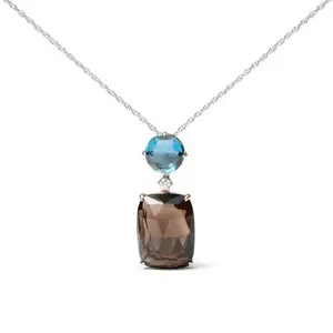 HAUS OF BRILLIANCE 18k Gold Diamond, Topaz And Quartz Pendant Necklace - White